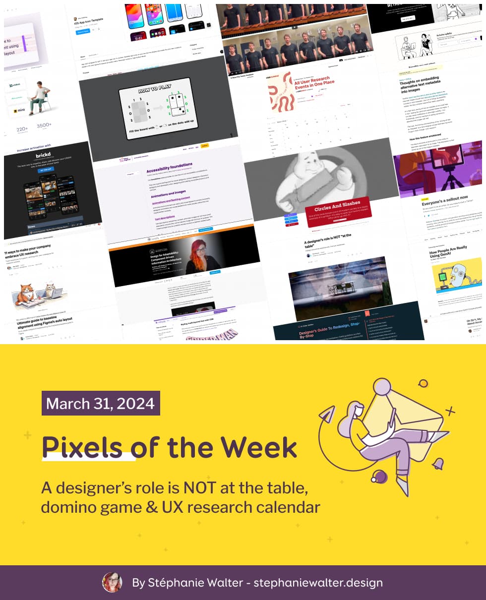 Pixels of the Week – March 31, 2024 by Stéphanie Walter - UX Researcher & Designer.